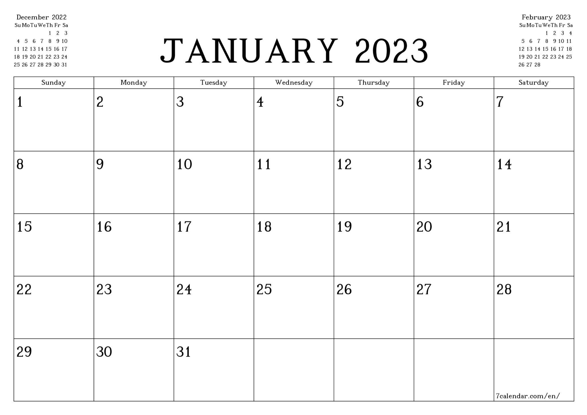 January 2023 Yearly Free Printable 2023 Calendar Printable ... January 2023 Yearly Free Printable 2023 Calendar Printable ...