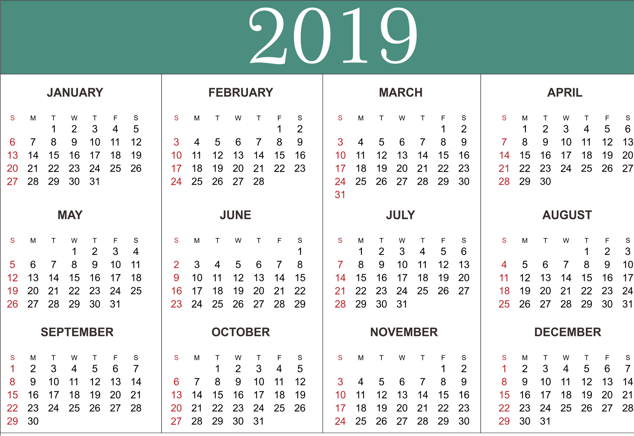 Printable Year Calendar - YearlyCalendars.net Printable Year Calendar - YearlyCalendars.net